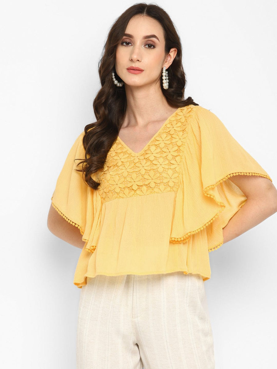Yellow Solid Rayon Crepe Top – Taurusshop.com
